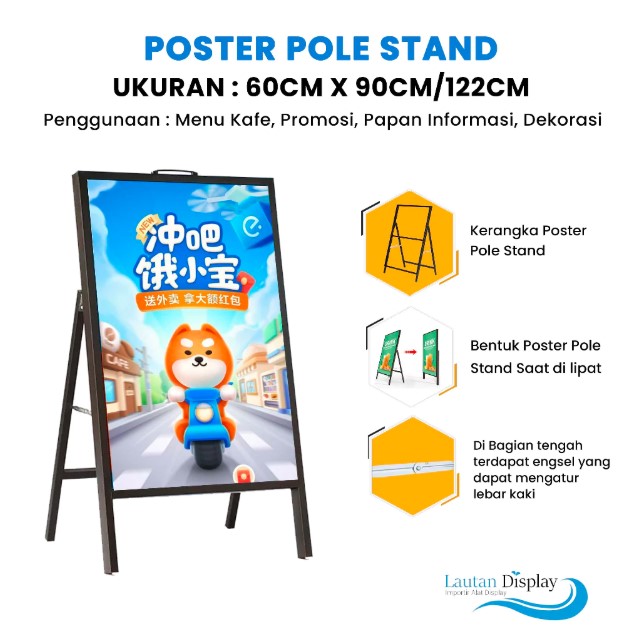 Poster Pole Stand Untuk Slim Light Box 60x90 & 60x120 cm