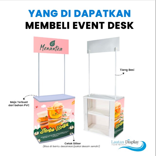 Cetak Event Desk Meja Siap Pakai Harga Supplier - Include Sticker
