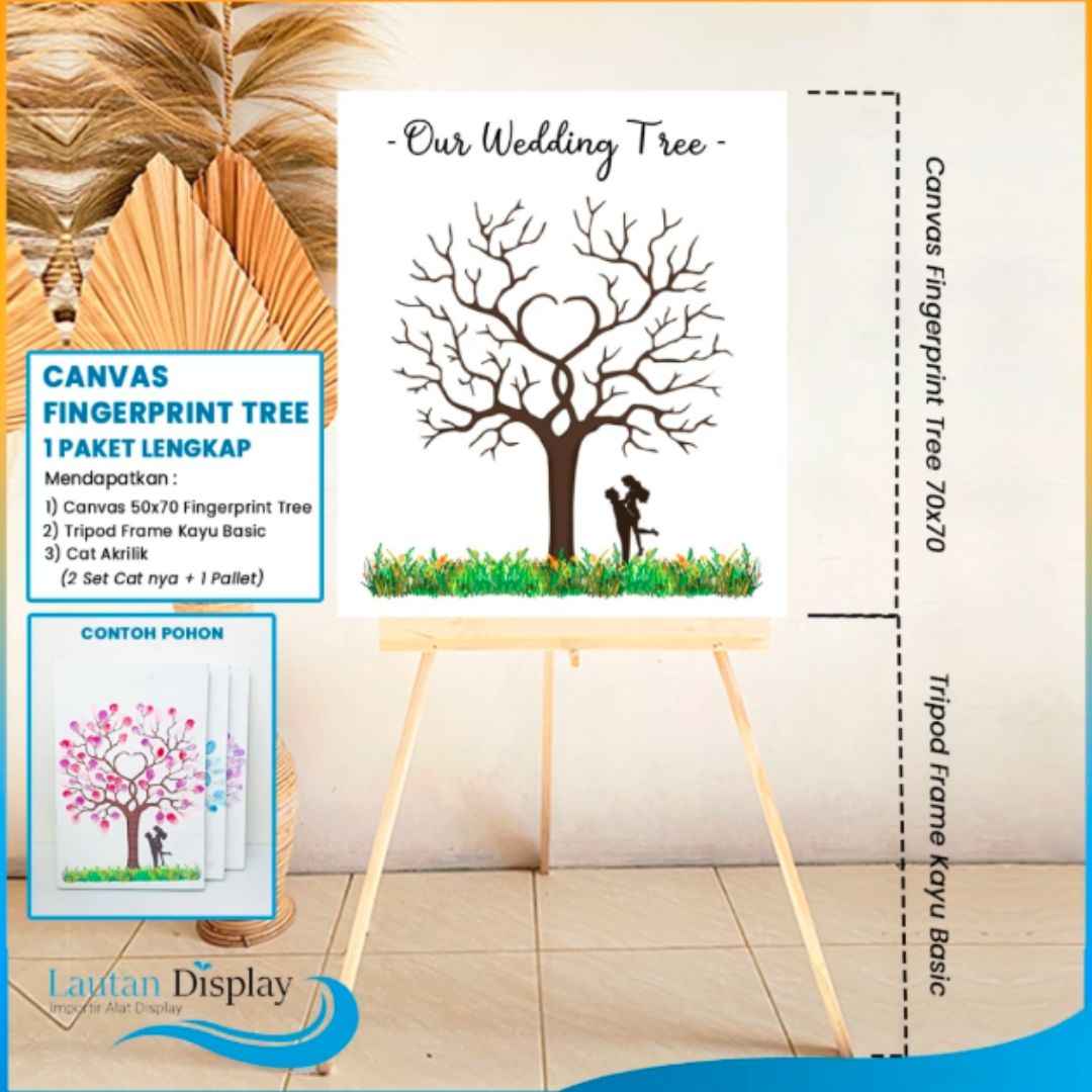 Standing Canvas Wedding Tree Pohon Sidik Jari Tamu (1 Paket)